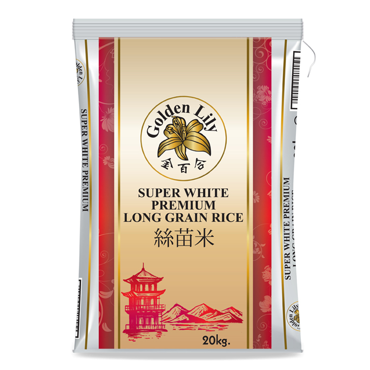 Golden Lily Premium Super White Long Grain Rice 1x20kg bag - Liroy B.V.